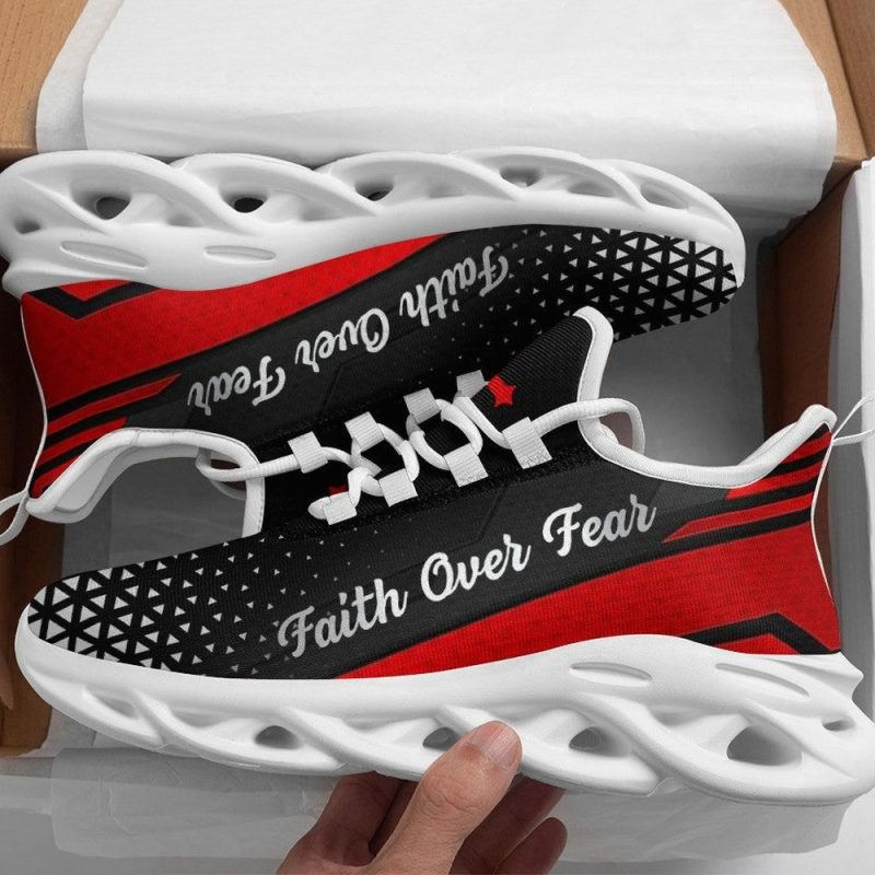 Jesus Faith Over Fear Running Sneaker Christian Max Soul Shoes Red ...