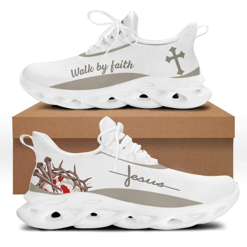 Jesus Walk By Faith Running Sneakers Christian Max Soul Shoes White ...