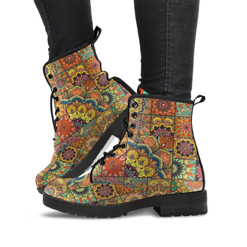 Patchwork Garden Leather Boots - LuvinGift