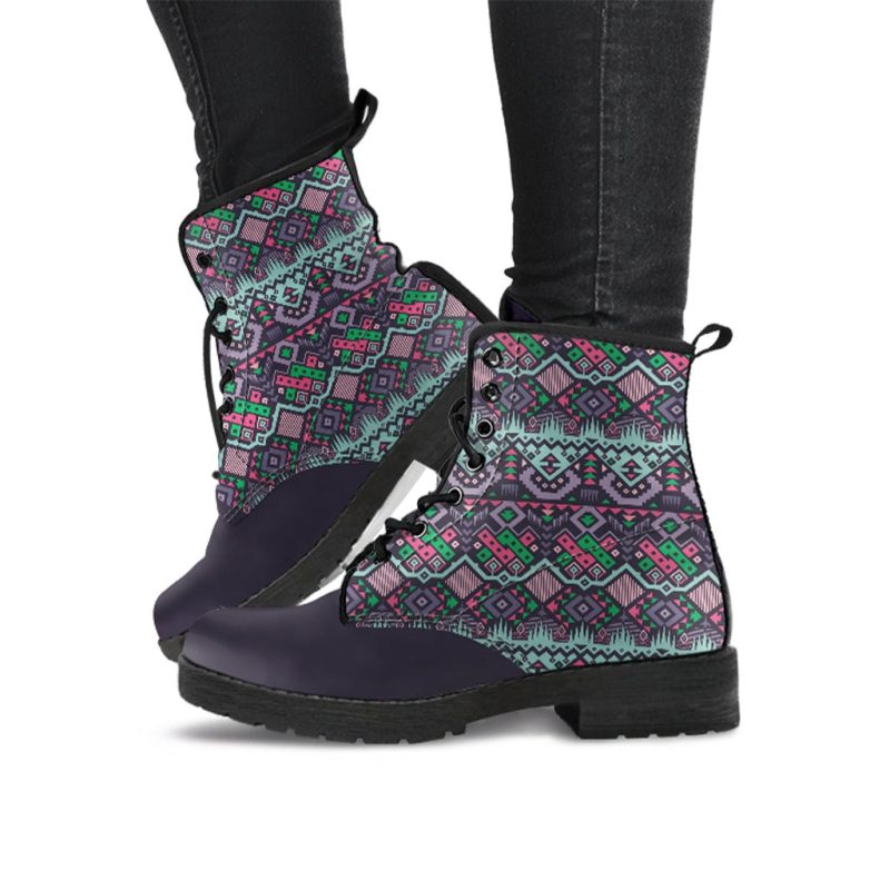 Plum Colored Tribal Handcrafted Leather Boots - LuvinGift