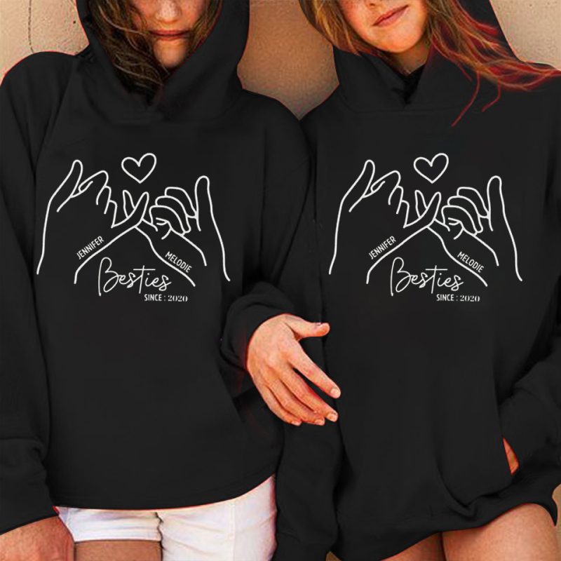Matching Bestie Hoodie Bestie Hands Custom Name And Year Design - Gift ...