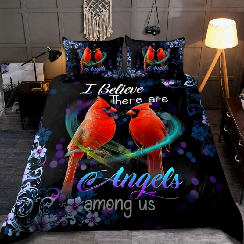 Couple Cardinal Bedding Set I Believe There Are Angels Among Us - LuvinGift
