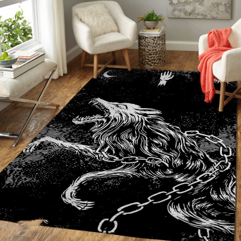 Fenrir Sun And Moon Wolf Area Rug - LuvinGift