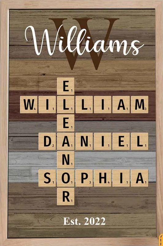 Personalized Family Name Crossword Puzzle Art Poster - LuvinGift