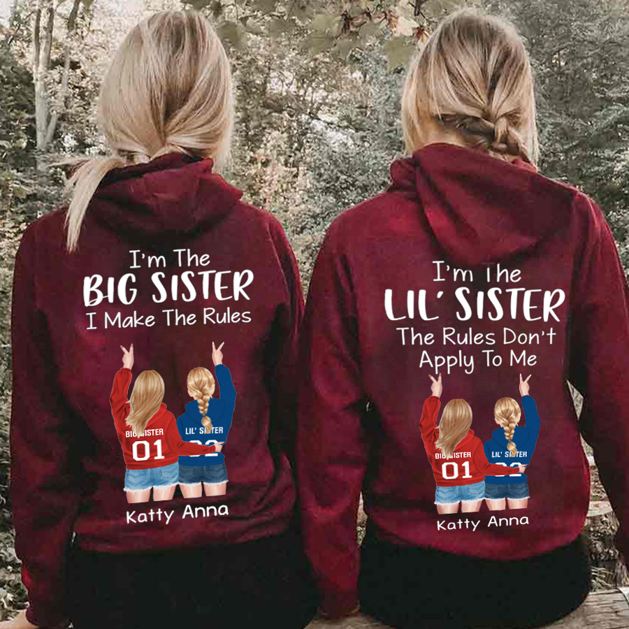 Personalized Sister Hoodie: Big Sis, Mid Sis, Lil Sis Gifts