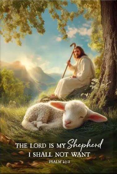 Christian Canvas The Lord Is My Shepherd Psalm 23:1 Jesus with Lamb ...